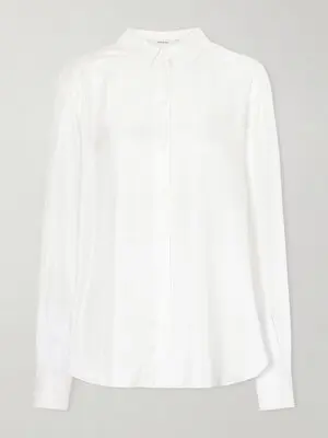 Another Tomorrow Silk-twill Button-down Shirt