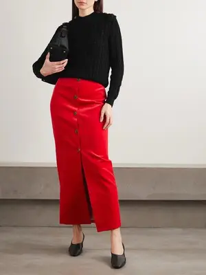 BLAZÉ MILANO Button-embellished Cable-knit Cotton Sweater - Black