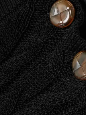 BLAZÉ MILANO Button-embellished Cable-knit Cotton Sweater - Black