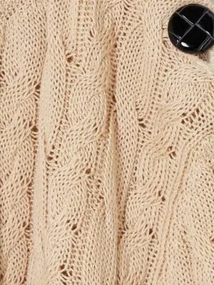 BLAZÉ MILANO Button-embellished Cable-knit Cotton Sweater - Neutrals