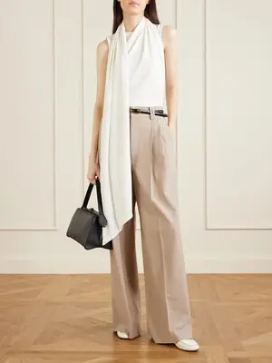AMI Paris Scarf-detailed Jersey Top - Neutrals