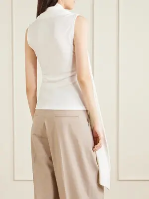 AMI Paris Scarf-detailed Jersey Top - Neutrals