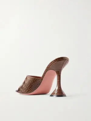 Amina Muaddi Lupita Croc-effect Leather Mules