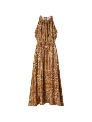 Sandro Bandana Print Maxi Dress - Brown