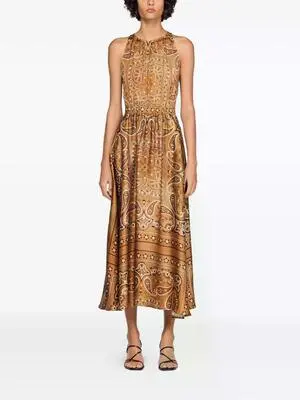 Sandro Bandana Print Maxi Dress - Brown