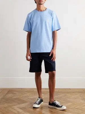 Nn07 Jett 30026 Logo-embroidered Organic Cotton-jersey T-shirt - Blue