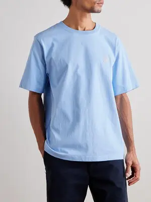 Nn07 Jett 30026 Logo-embroidered Organic Cotton-jersey T-shirt - Blue