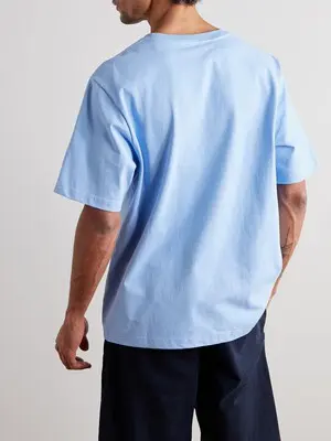 Nn07 Jett 30026 Logo-embroidered Organic Cotton-jersey T-shirt - Blue
