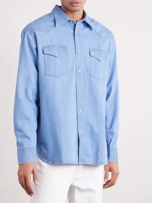 Nn07 Ricky 50015 Denim Western Shirt - Blue