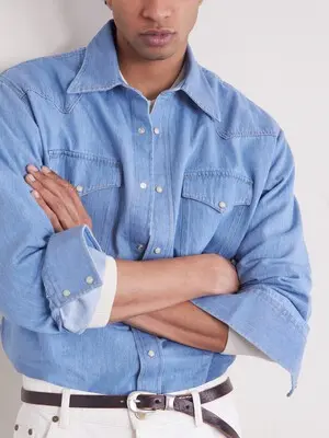 Nn07 Ricky 50015 Denim Western Shirt - Blue