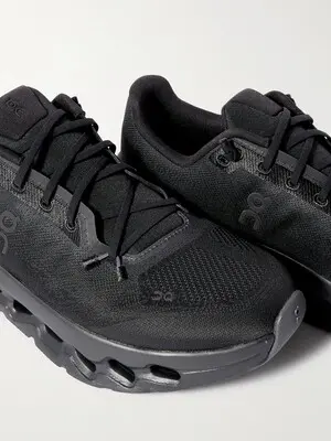 On Cloudtilt Stretch-knit Sneakers - Black