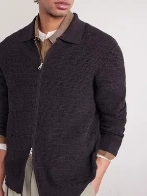 Nn07 Gustav 60016 Organic Cotton Zip-up Cardigan - Brown