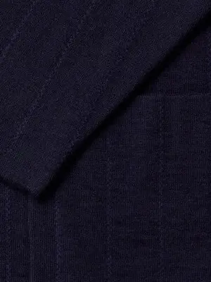 Inis Meáin Double-breasted Striped Wool, Cashmere And Cotton-blend Blazer