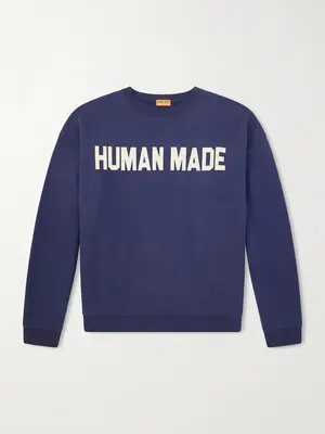 HUMAN MADE Logo-print Cotton-jersey Sweatshirt - Blue