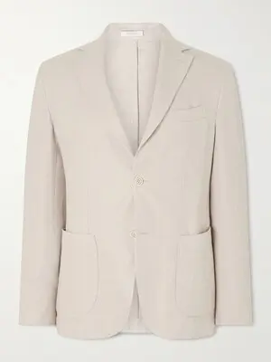 Eleventy Stretch Linen, Wool And Silk-blend Suit Jacket - Neutrals