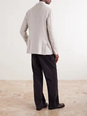Eleventy Stretch Linen, Wool And Silk-blend Suit Jacket - Neutrals