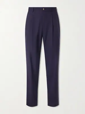 De Bonne Facture Straight-leg Pleated Super 130s Wool Suit Trousers - Blue