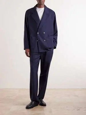 De Bonne Facture Straight-leg Pleated Super 130s Wool Suit Trousers