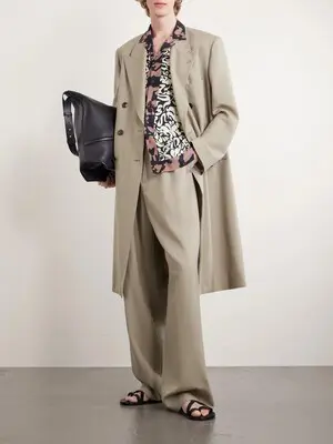 Dries Van Noten Wool And Mohair-blend Twill Coat - Neutrals
