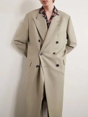 Dries Van Noten Wool And Mohair-blend Twill Coat - Neutrals