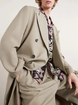 Dries Van Noten Wool And Mohair-blend Twill Coat - Neutrals