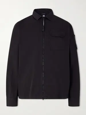 C.P. COMPANY Logo-appliquéd Organic Cotton-gabardine Overshirt - Black
