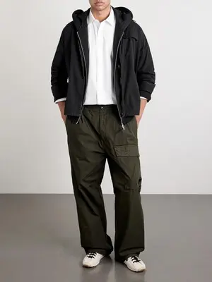 C.P. COMPANY Logo-appliquéd Organic Cotton-gabardine Overshirt - Black