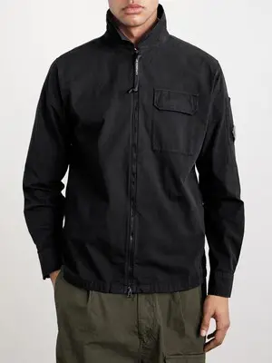C.P. COMPANY Logo-appliquéd Organic Cotton-gabardine Overshirt - Black