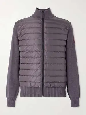 Canada Goose Hybridge Slim-fit Quilted Down Shell And Merino Wool Jacket - Gray