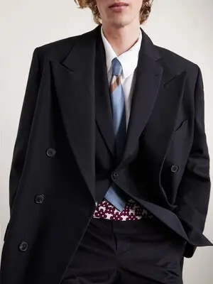 Dries Van Noten Double-breasted Herringbone Coat