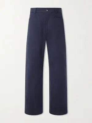 De Bonne Facture Gardian Wide-leg Cotton-twill Trousers - Blue