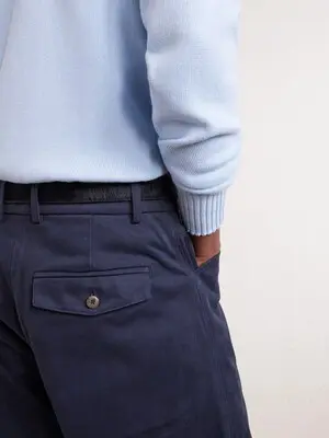 De Bonne Facture Gardian Wide-leg Cotton-twill Trousers - Blue