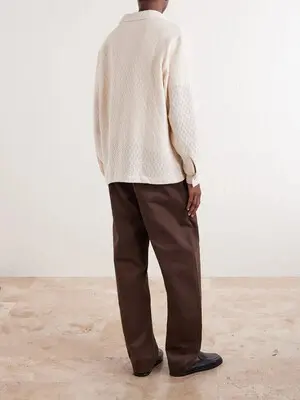 De Bonne Facture Holiday Camp-collar Crocheted Cotton Shirt