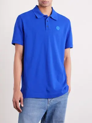 Canada Goose Beckley Logo-appliquéd Paneled Cotton-piqué Polo Shirt - Blue