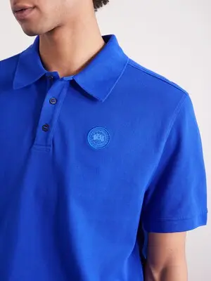 Canada Goose Beckley Logo-appliquéd Paneled Cotton-piqué Polo Shirt - Blue