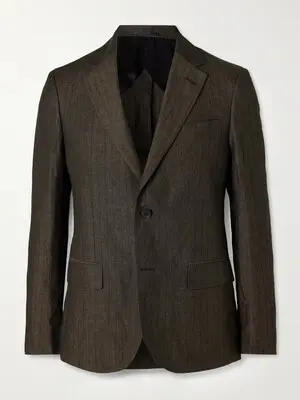 Mr P. Striped Linen Suit Jacket - Brown
