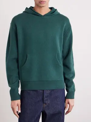 Acne Studios Logo-appliquéd Cashmere-blend Hoodie - Green