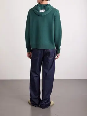 Acne Studios Logo-appliquéd Cashmere-blend Hoodie - Green