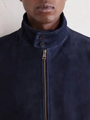 Boglioli Suede Bomber Jacket - Blue