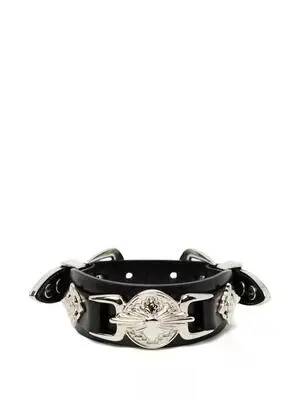 Toga Buckle Embellished Leather Bracelet - Silver