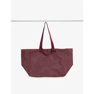 HAY Grid Medium Weekend Woven Tote Bag - Burgundy