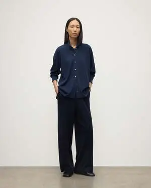 Johnstons Of Elgin Cashmere Jersey Knit Trouser - Navy