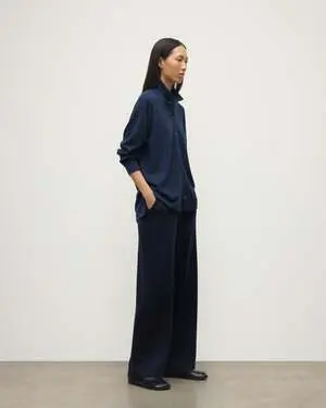Johnstons Of Elgin Cashmere Jersey Knit Trouser - Navy