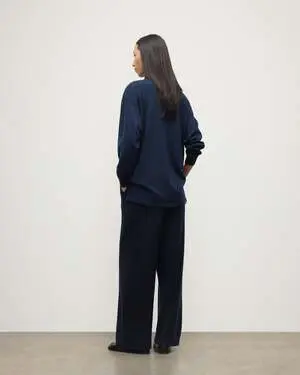 Johnstons Of Elgin Cashmere Jersey Knit Trouser - Navy
