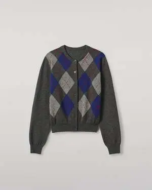 Johnstons Of Elgin Clan Argyle Cashmere Cardigan - Grey