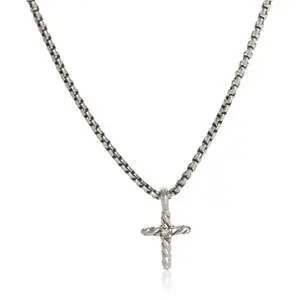 David Yurman Sterling Silver Diamond Cable Classics Cross Pendant