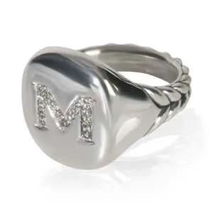 David Yurman Sterling Silver Diamond Signet Ring
