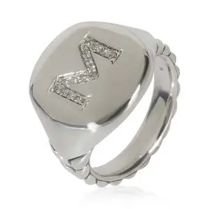 David Yurman Sterling Silver Diamond Signet Ring