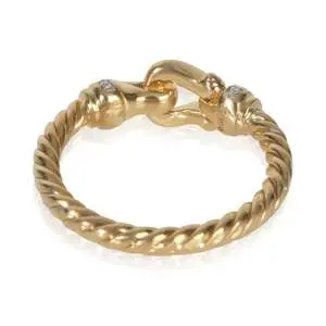 David Yurman Yellow Gold Diamond Petite Cable Buckle Ring