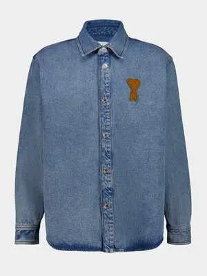 AMI Paris Cotton Knitted De Coeur Overshirt